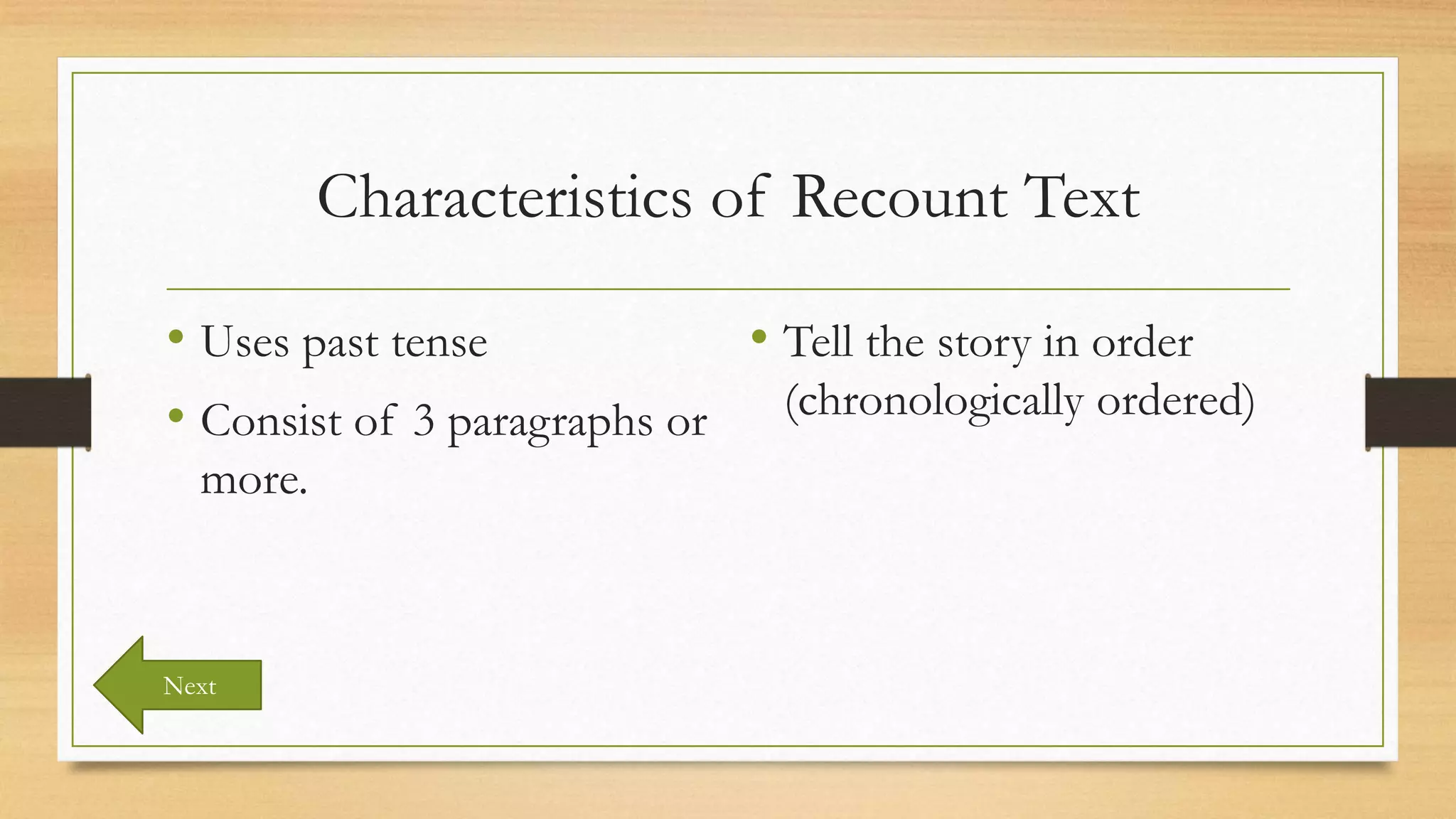 Recount Text | PPTX