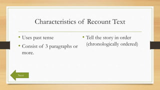 Recount Text | PPTX