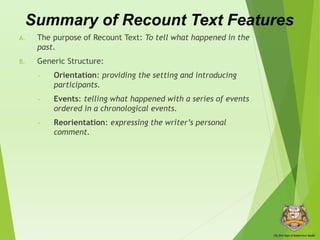 Recount text - Grade 8 K13 | PPTX