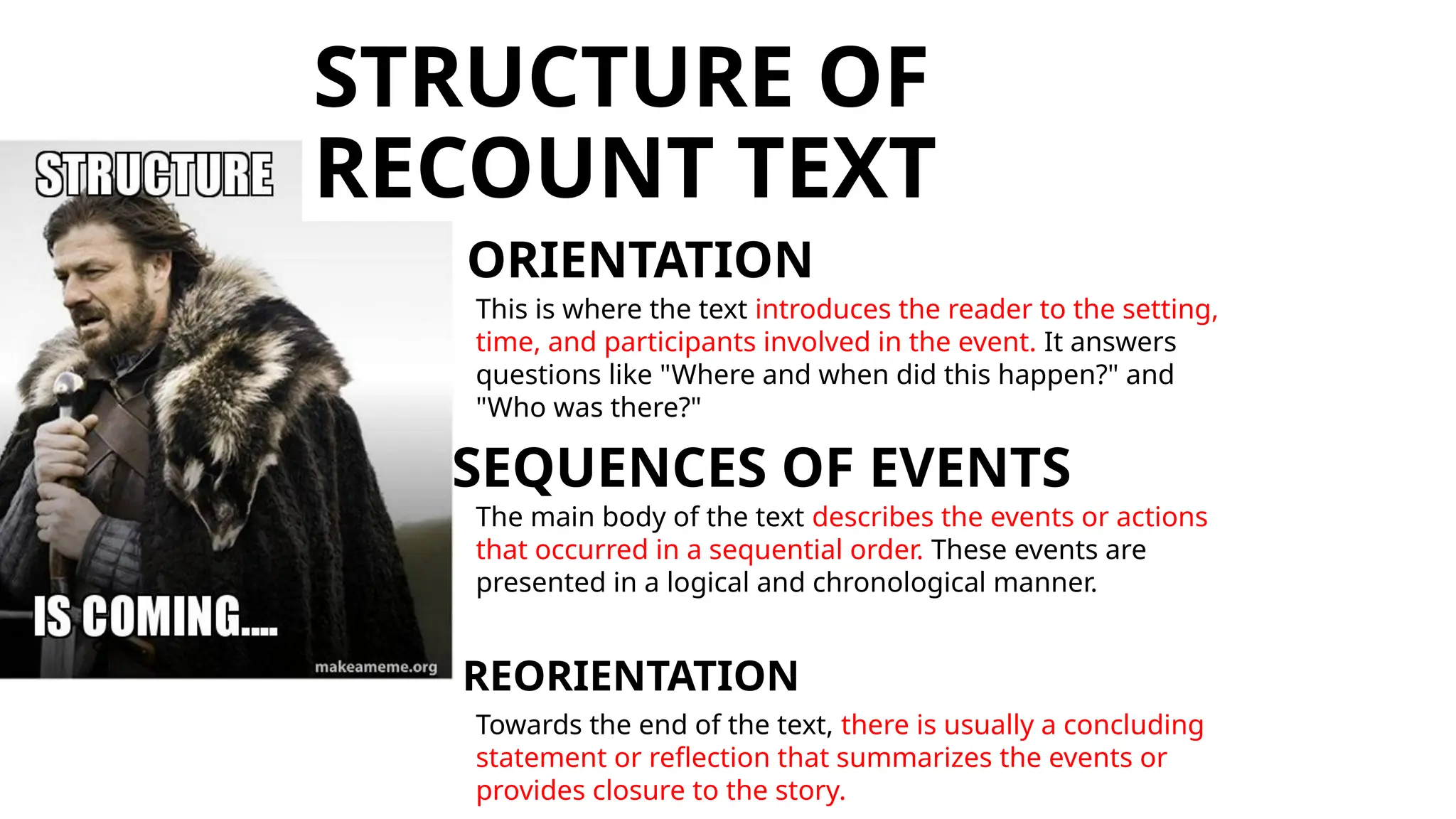 RECOUNT TEXT PRESENTATION FOR BEGINNER X | PPT