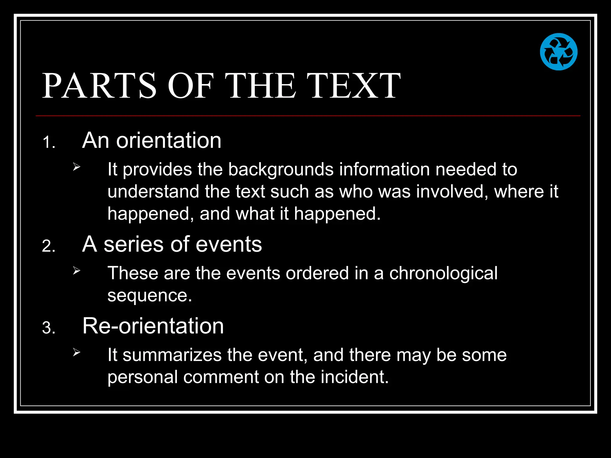 the explanation of recount text (part 1) | PPT