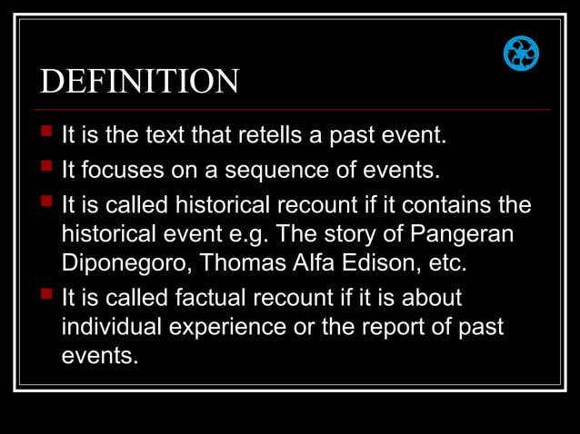 the explanation of recount text (part 1) | PPT