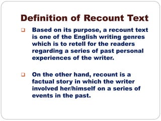 Recount text presentation on ict program | PPT