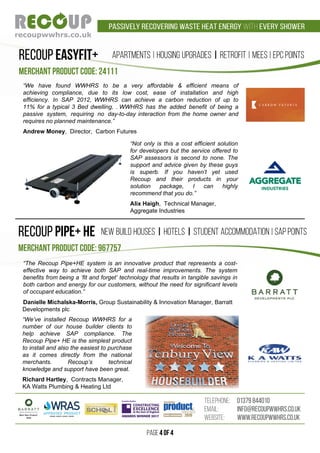 Recoup WWHRS: Products overview: New-build and retrofit options | PDF