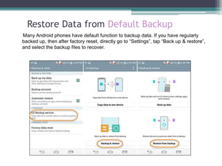 Recover lost-data-after factory-reset-android | PPT