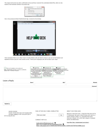 Recover accidentally deleted files in windows help desk geek | PDF