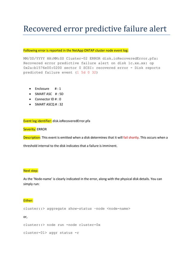 Disk reports predicted failure event | PDF