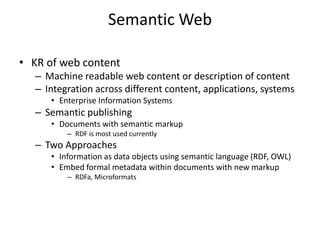 Knowledge Representation, Semantic Web | PPTX | Web Design and HTML | Internet