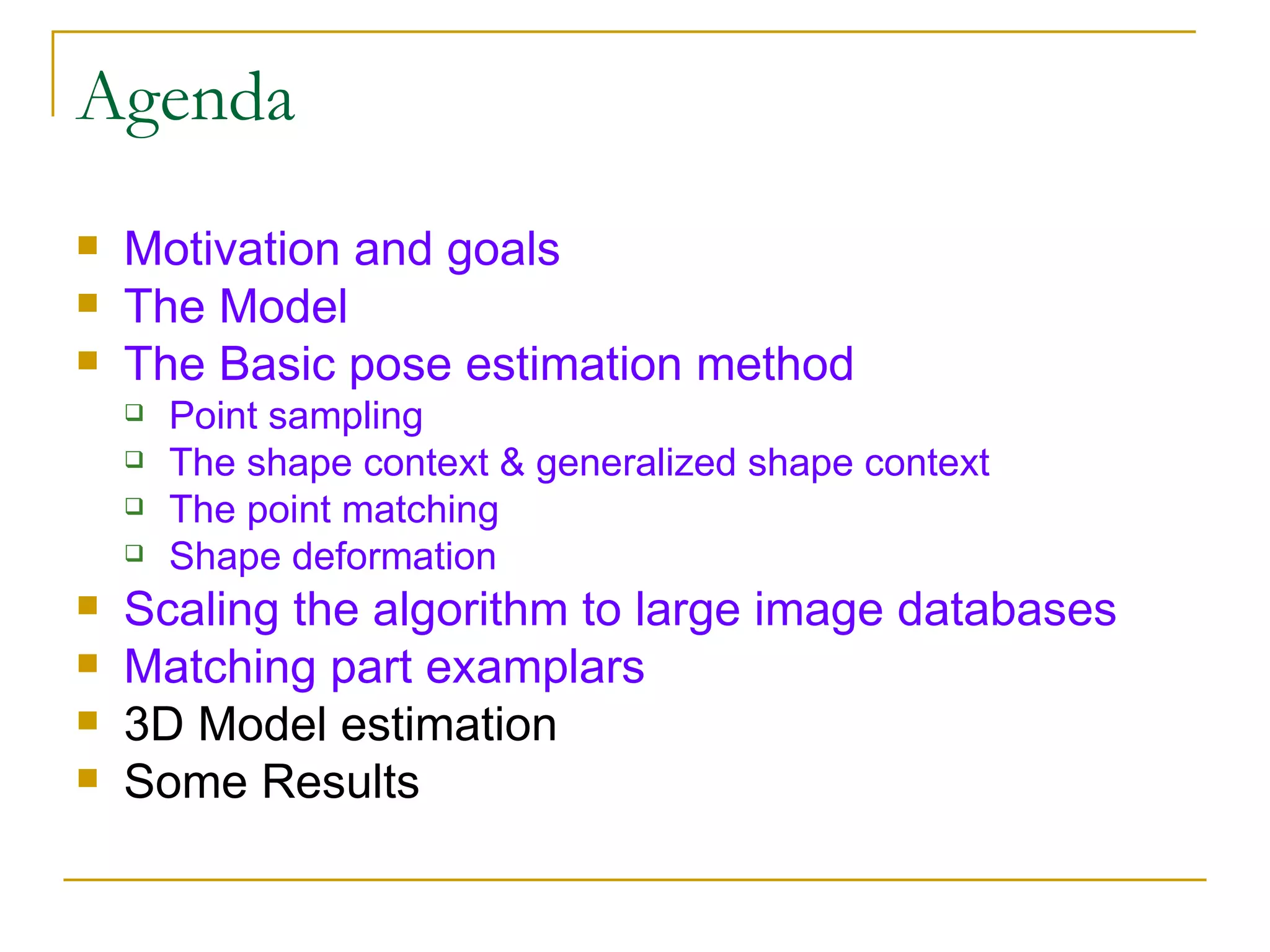 Recovering 3D human body configurations using shape contexts | PPT | Databases | Computer ...
