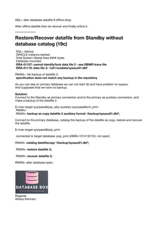 Recovering a oracle datafile without backup | PDF