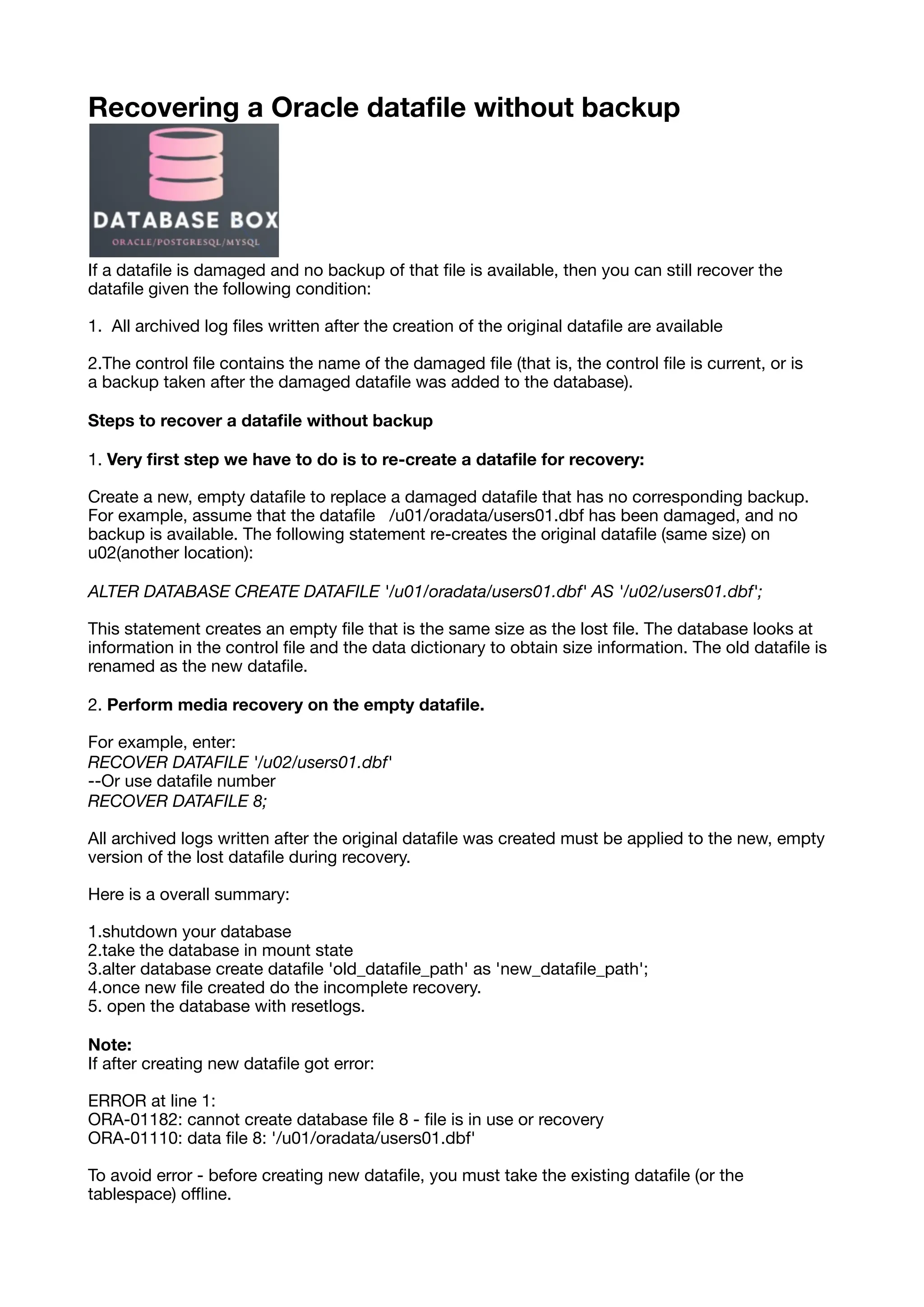 Recovering a Oracle datafile without backup.pdf