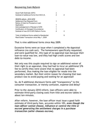 Recovering from Reform4 | DOC | Home Financing | Personal Debt