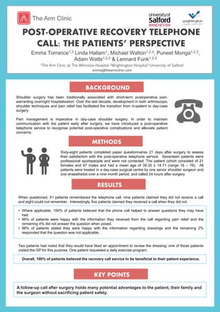 Post-operative recovery telephone call: the patients' perspective | PDF ...