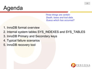 Recovery of lost or corrupted inno db tables(mysql uc 2010) | PPT