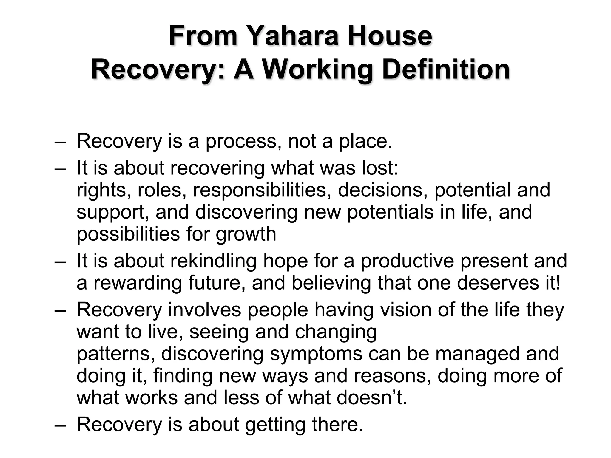 Recovery oriented systems of care and peer led services | PPT