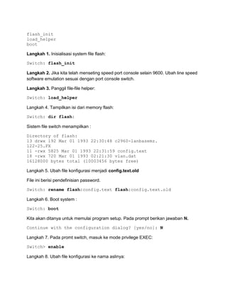 Recovery password pada switch | PDF