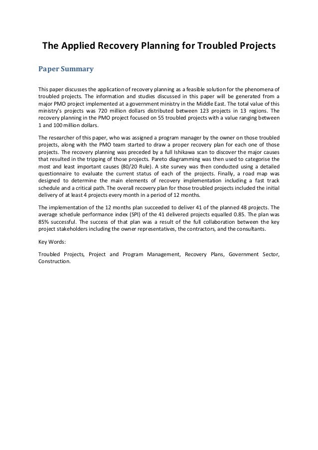 Recovery Planning for Troubled Projects | PDF | Civil Engineering ...