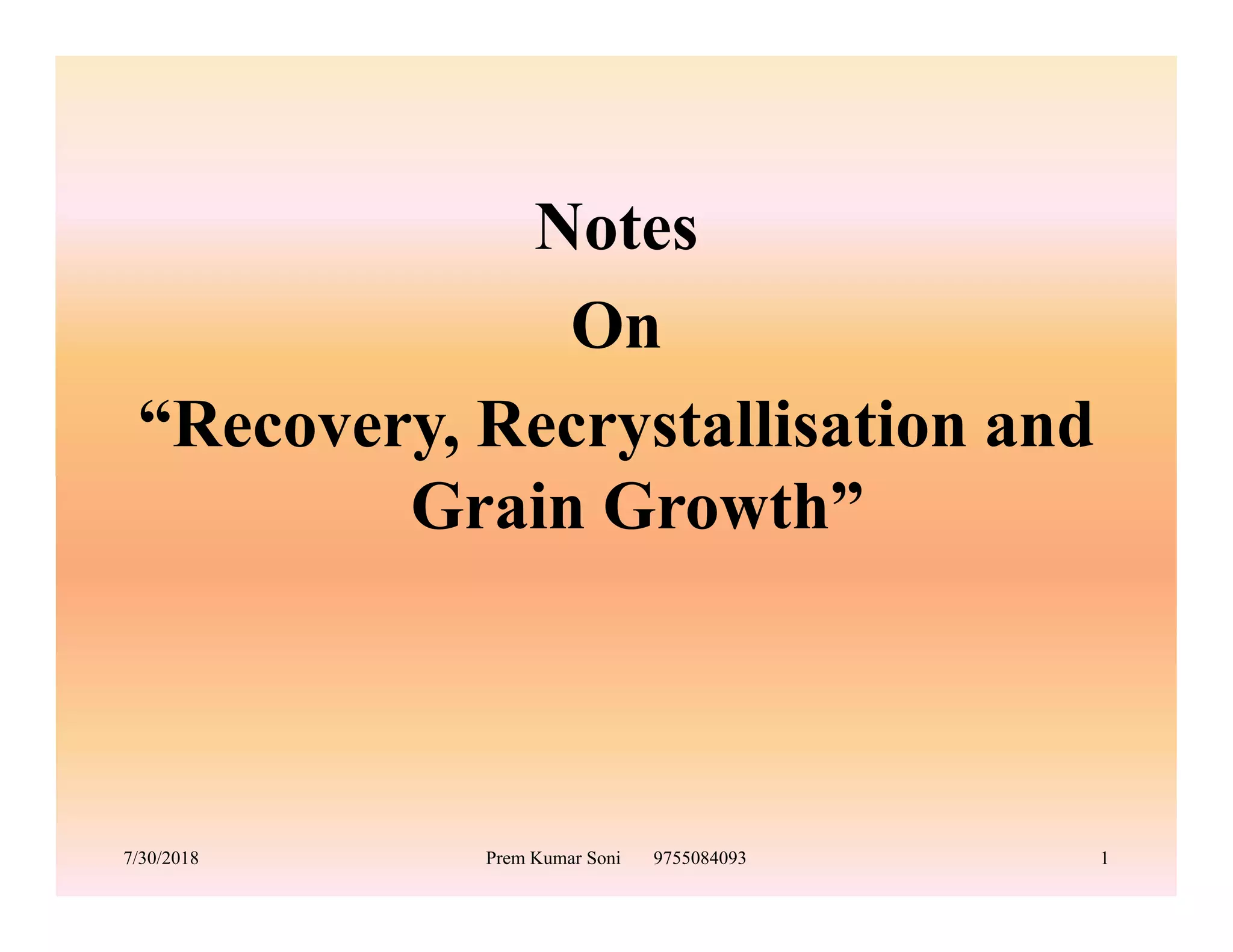 Recovery Recrystallization And Grain Growth Pdf