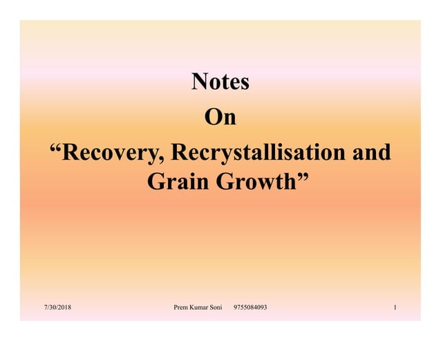 Recovery Recrystallization And Grain Growth Pdf