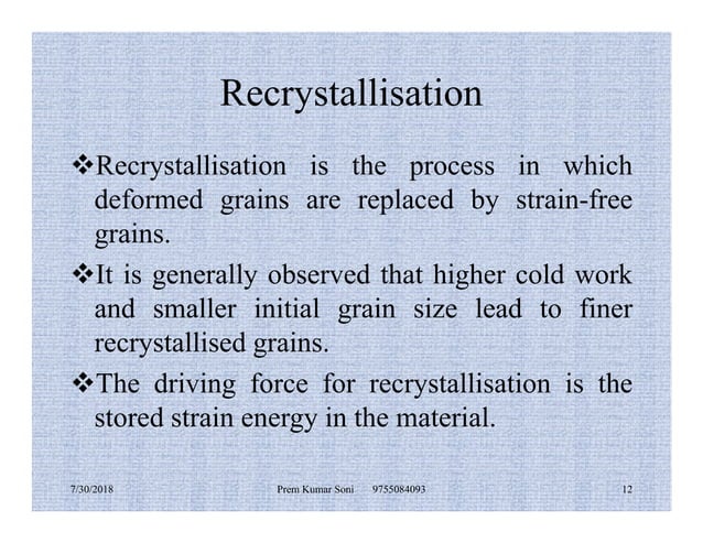 Recovery recrystallization and grain growth | PPT