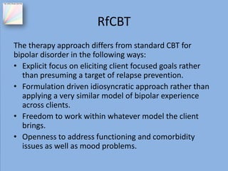 "Recovery Focused CBT for bipolar disorder" with Dr. Steven Jones | PPT