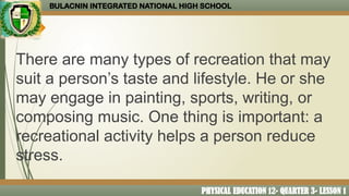 MEANING AND TYPES OF RECREATIONAL ACTIVITIES | PPTX