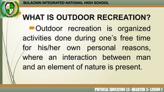 MEANING AND TYPES OF RECREATIONAL ACTIVITIES | PPTX