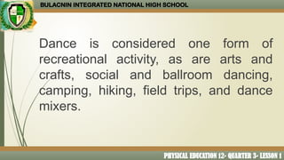 MEANING AND TYPES OF RECREATIONAL ACTIVITIES | PPTX