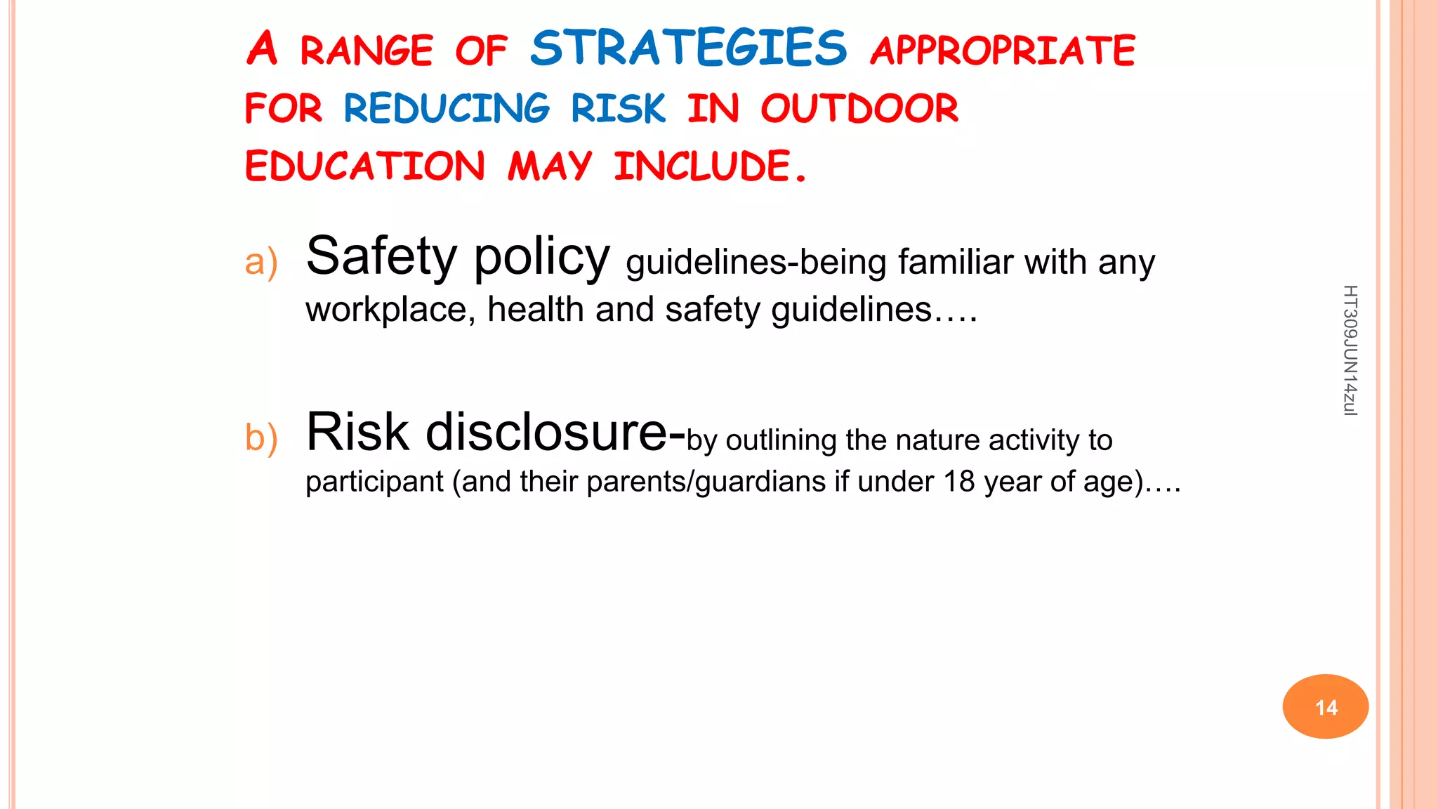 Recreational safety and risk management plan | PPTX
