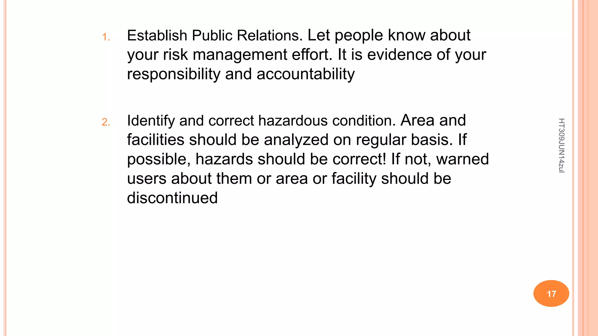 Recreational safety and risk management plan | PPTX