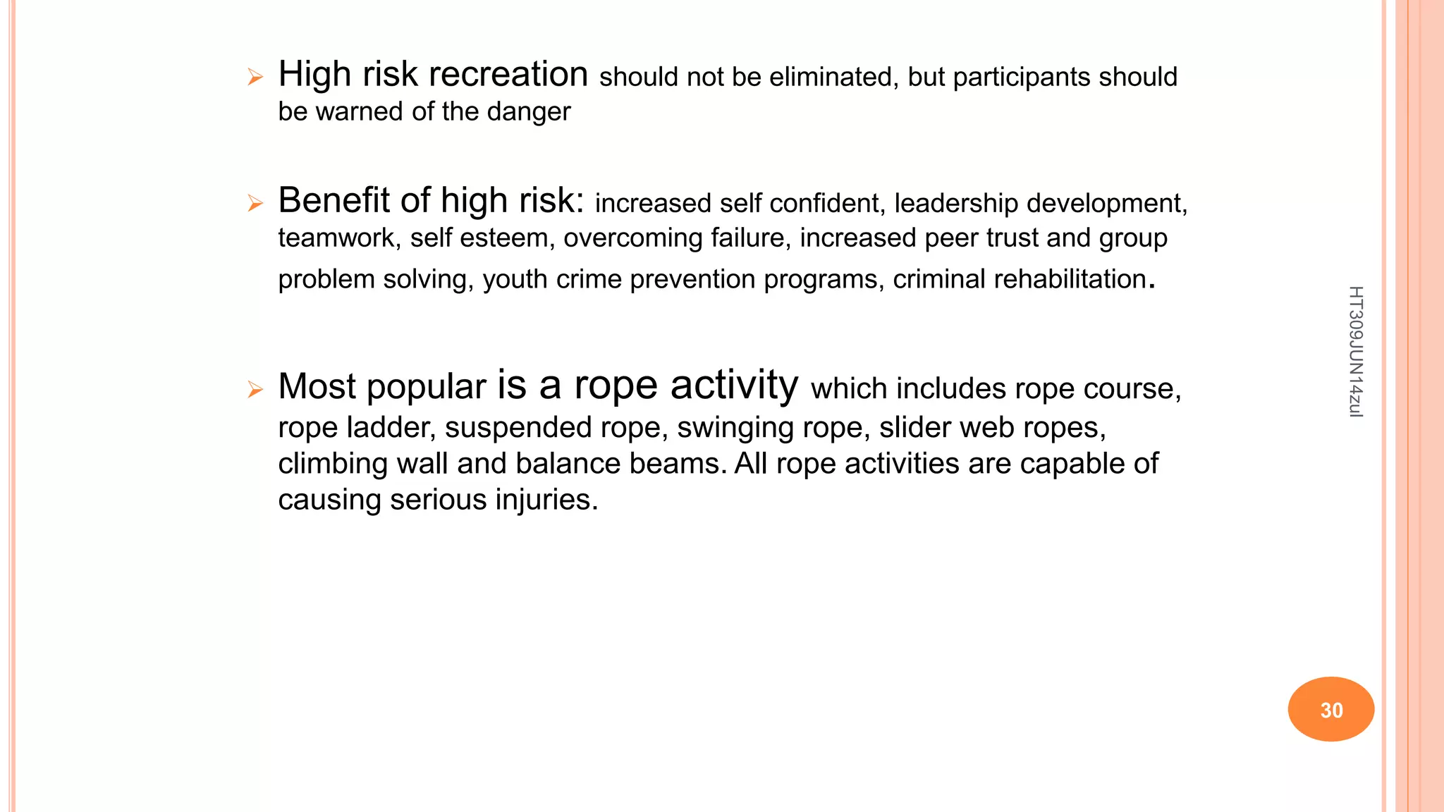 Recreational safety and risk management plan | PPTX