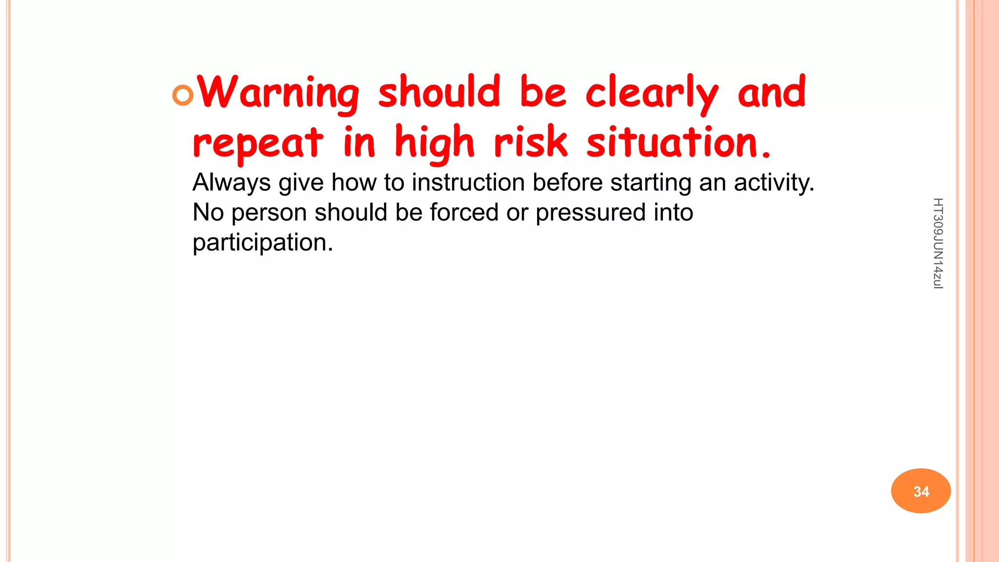 Recreational safety and risk management plan | PPTX