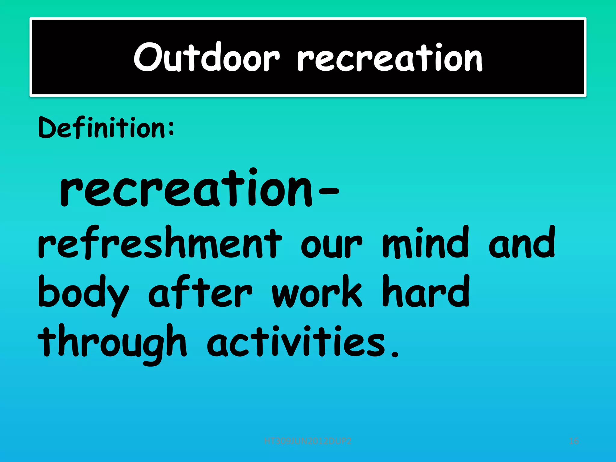 Recreation tourism 1 | PPTX