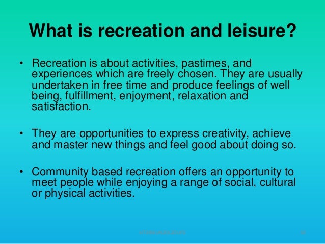 Recreation Tourism 1 Recreation Tourism 1