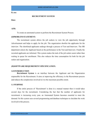 Recriutment system | PDF