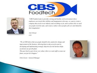 Working for CBS Foodtech | PPT