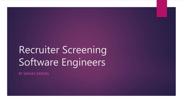 Technical Recruiter screening Guide | PPT