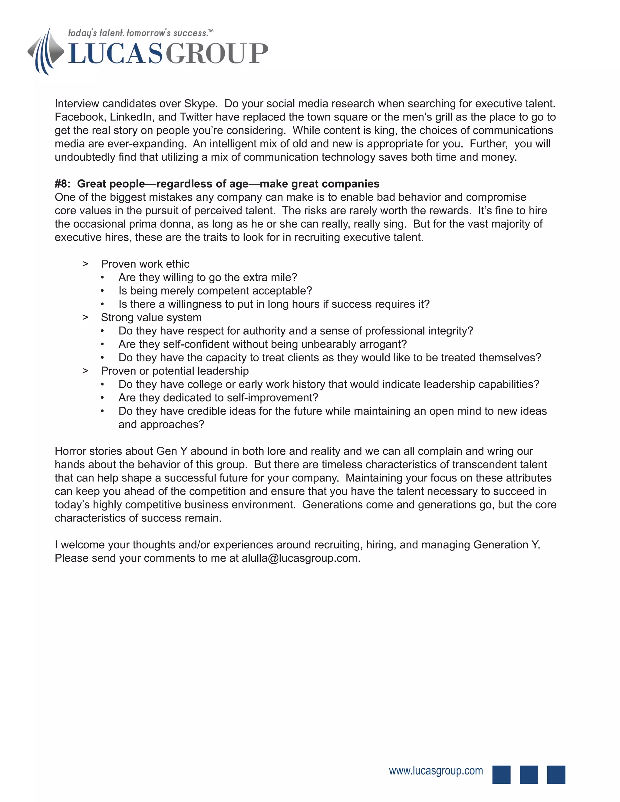 Recruiting and Managing Millennials | PDF