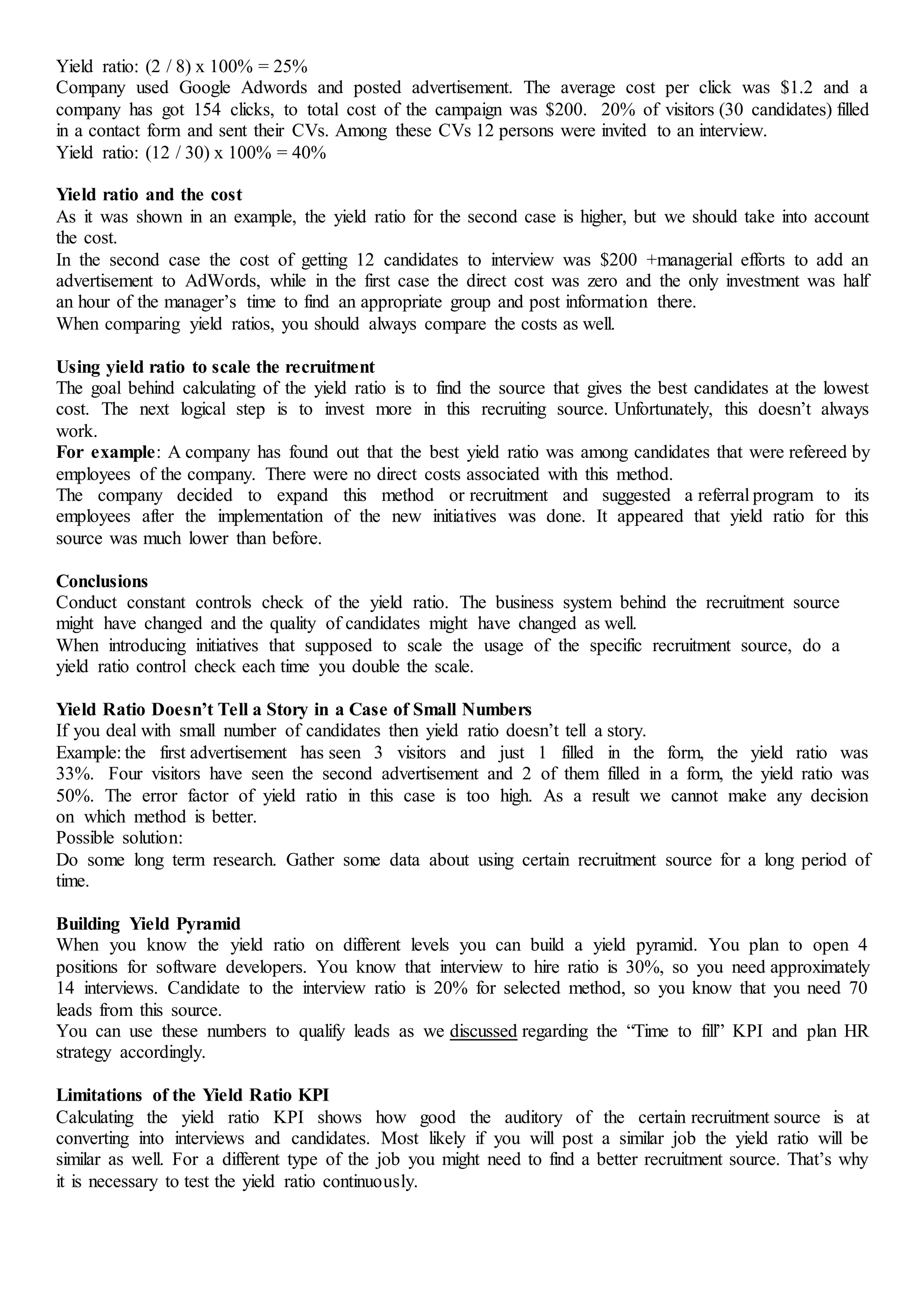 Recruiting yield ratios | DOCX