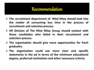 Recruitment & Selection process on Nitol Niloy Group | PPTX