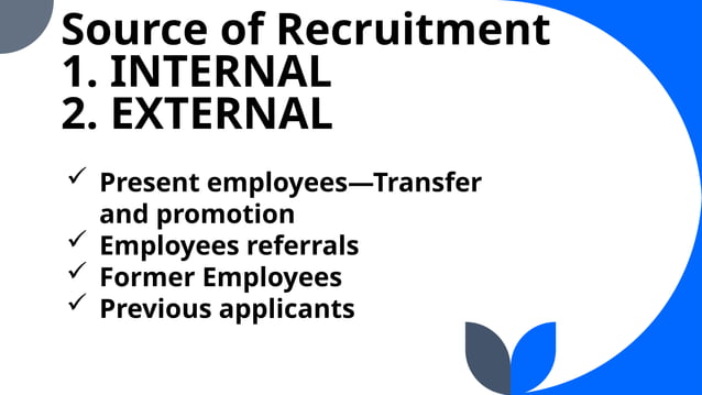 RECRUITMENT introduction, definition, sources | PPTX
