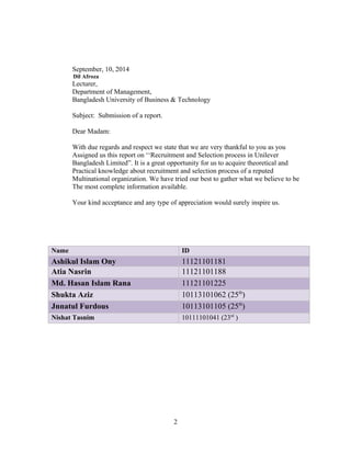 Recruitment and-selection-process-in-unilever-bangladesh-limited | DOC