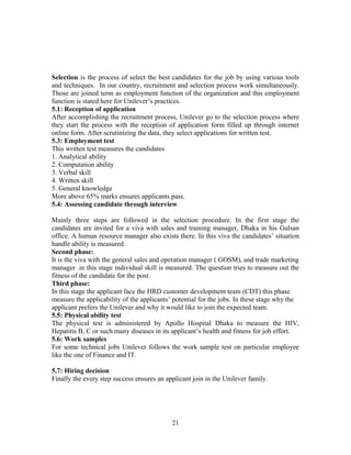 Recruitment and-selection-process-in-unilever-bangladesh-limited | DOC