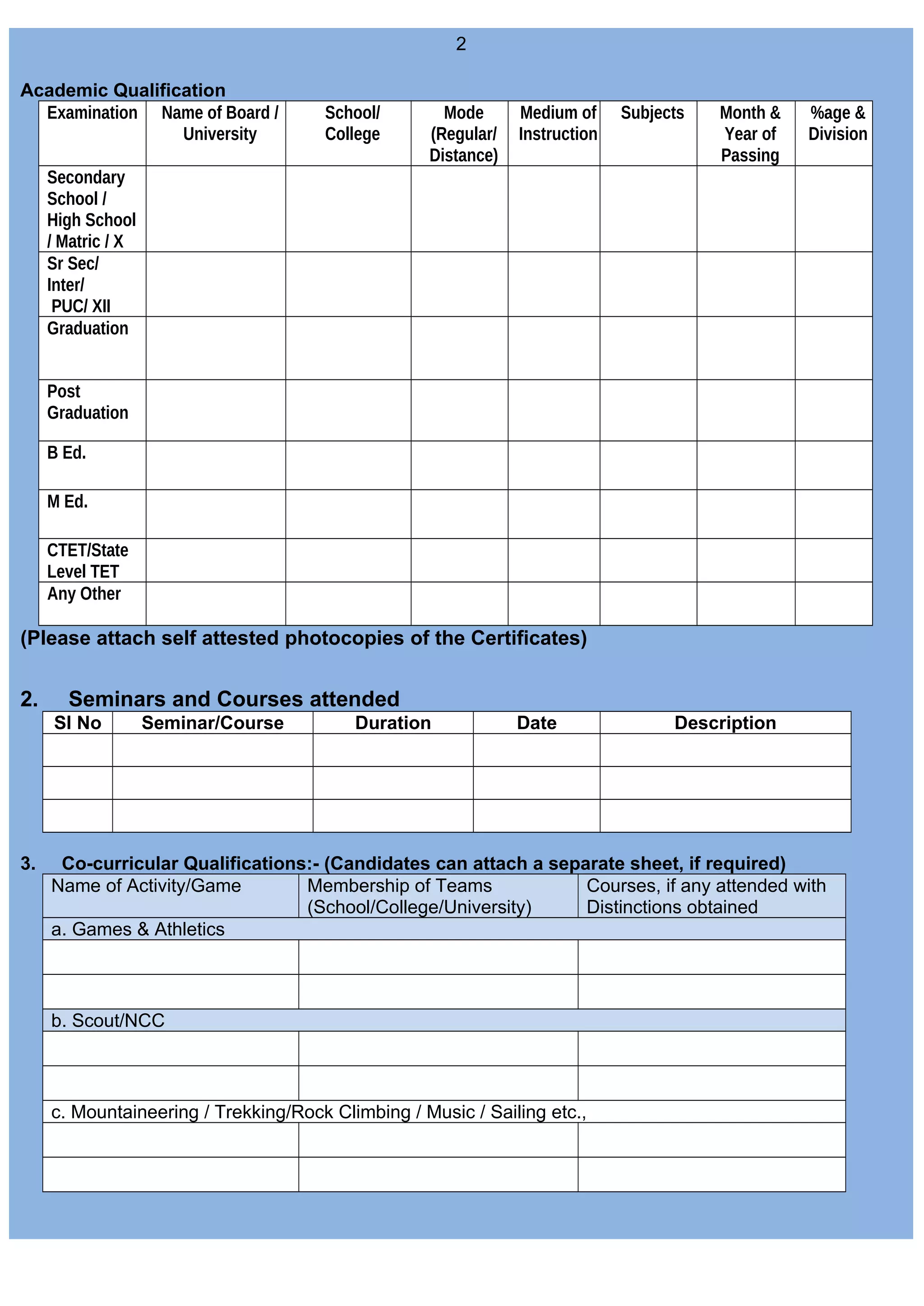 Recruitment form-2019-20 | PDF