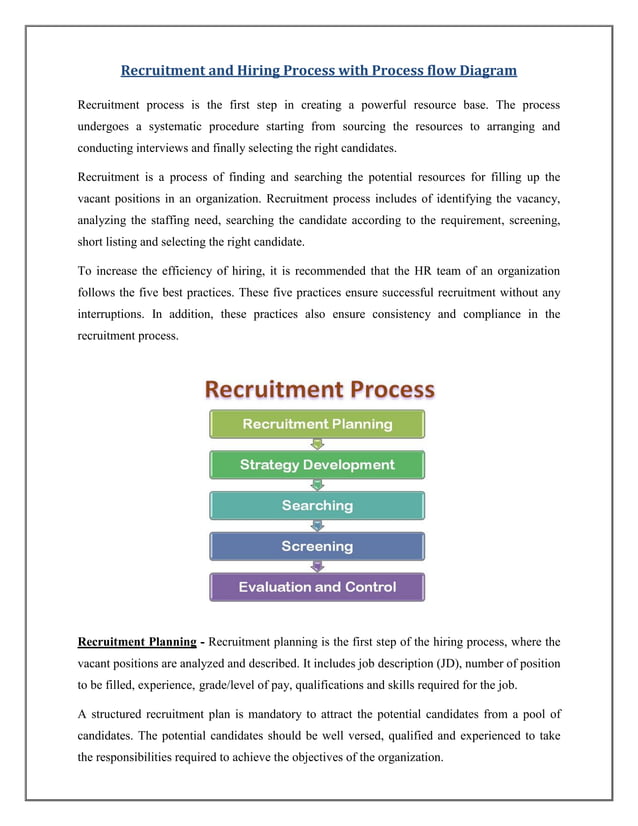 Recruitment and hiring process with process flow diagram | PDF