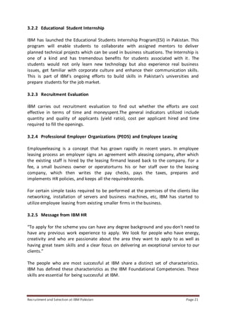 Recruitment and selection at ibm pakistan | DOCX