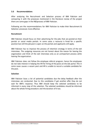 Recruitment and selection at ibm pakistan | DOCX