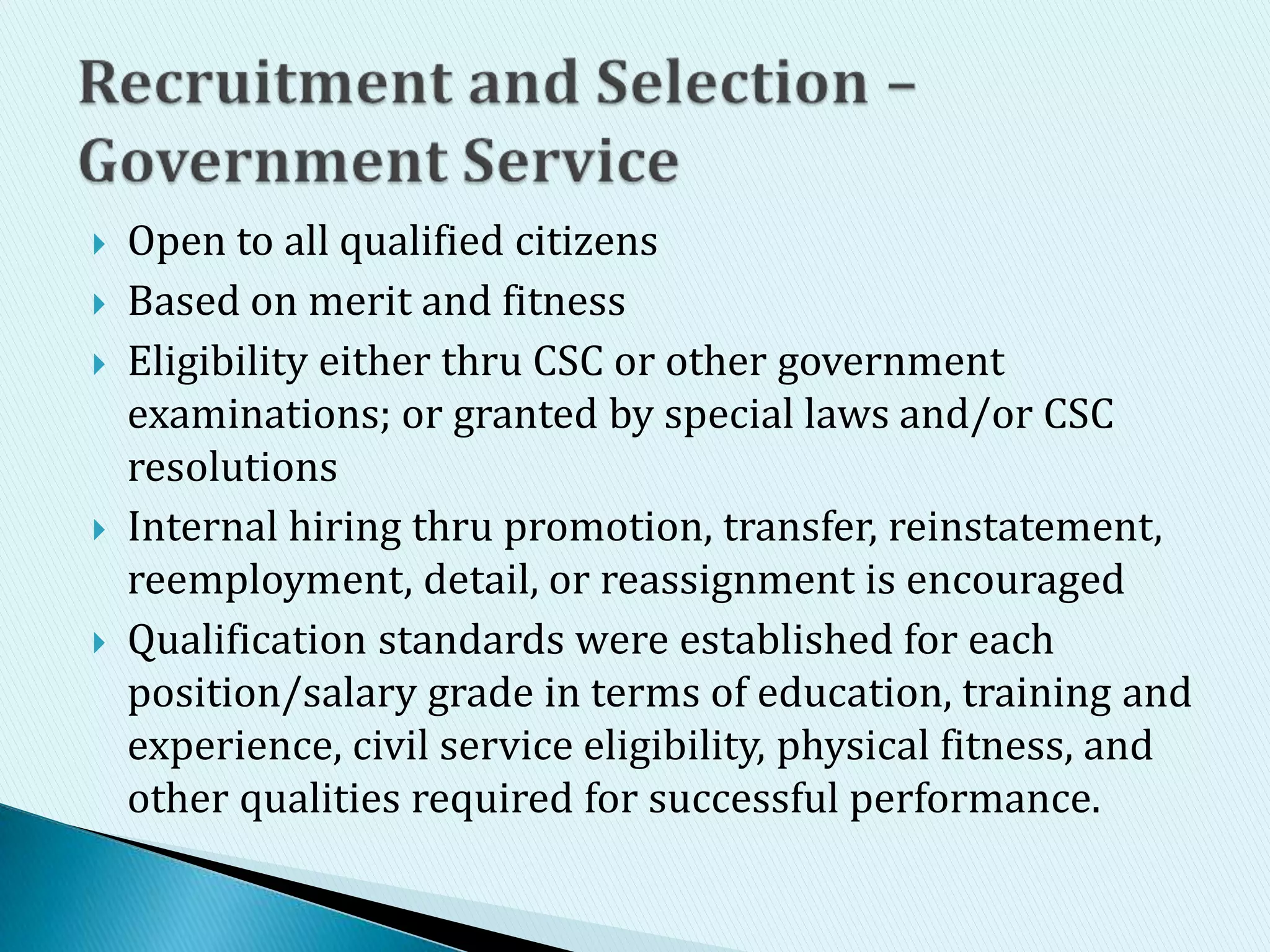 Recruitment and selection in government service | PDF