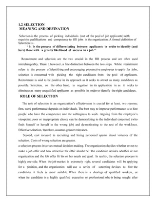 Recruitment and selection process synopsis | DOCX