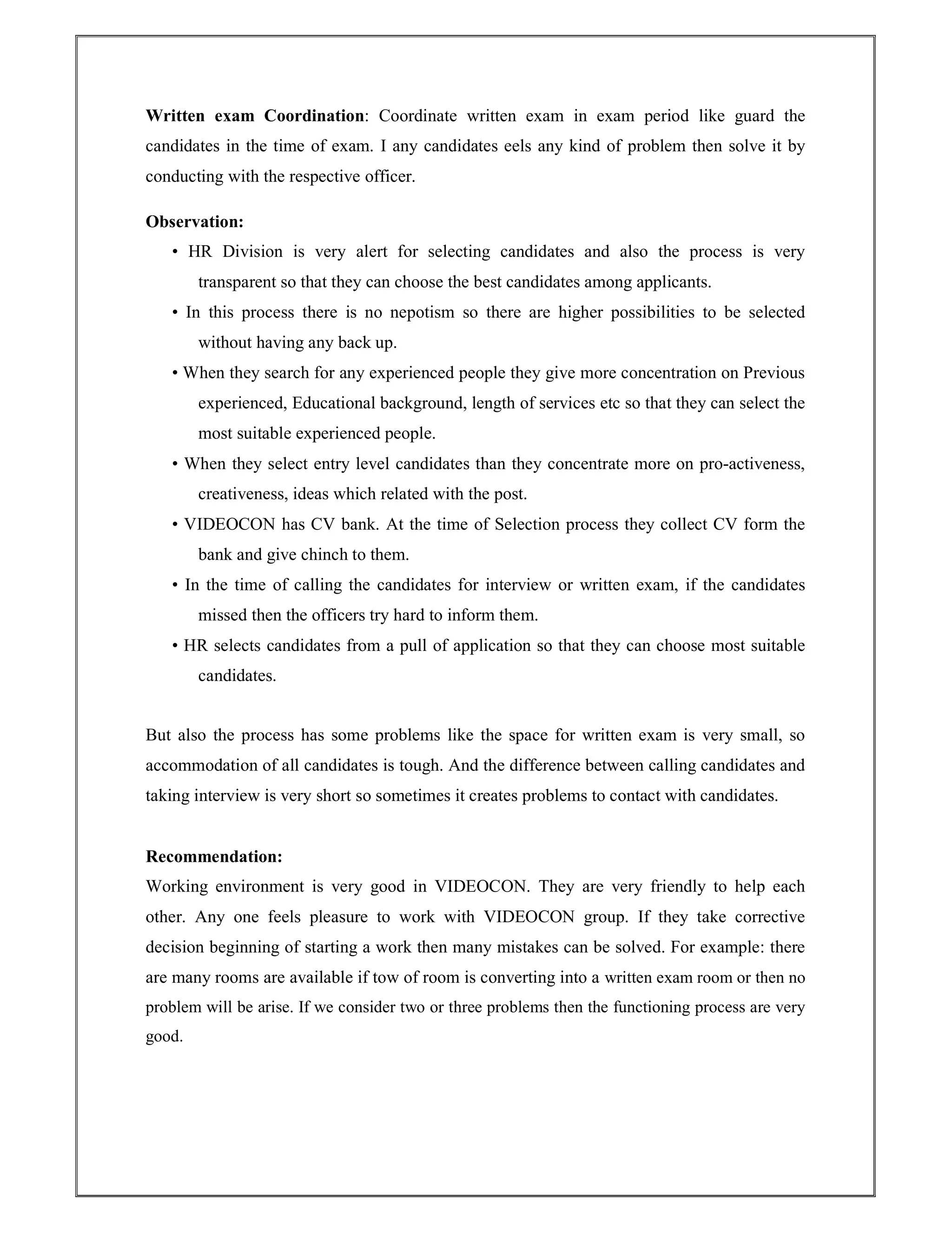 Recruitment and Selection Summer Internship Project Report | PDF